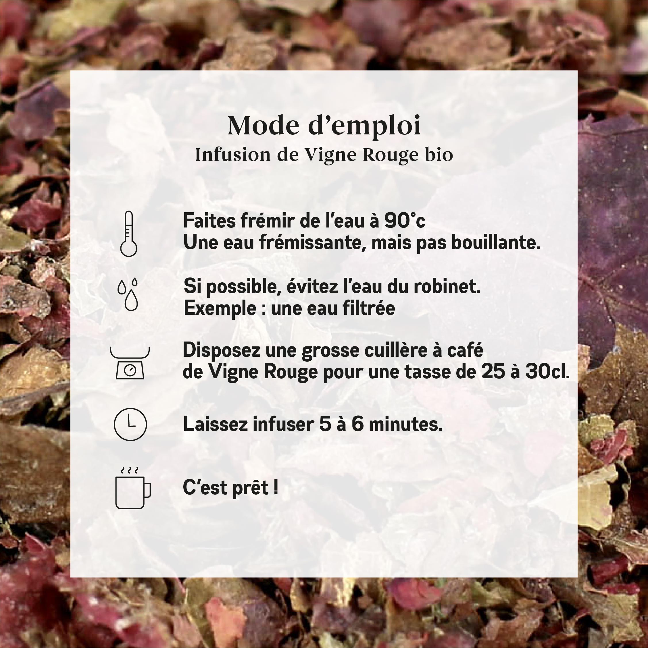 Infusion de Feuilles de Vigne Rouge BIO - Origine France - My Organic ...